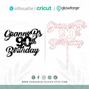 Happy 90th Birthday Cake Topper Svg Personalized, Ninetieth Birthday ...