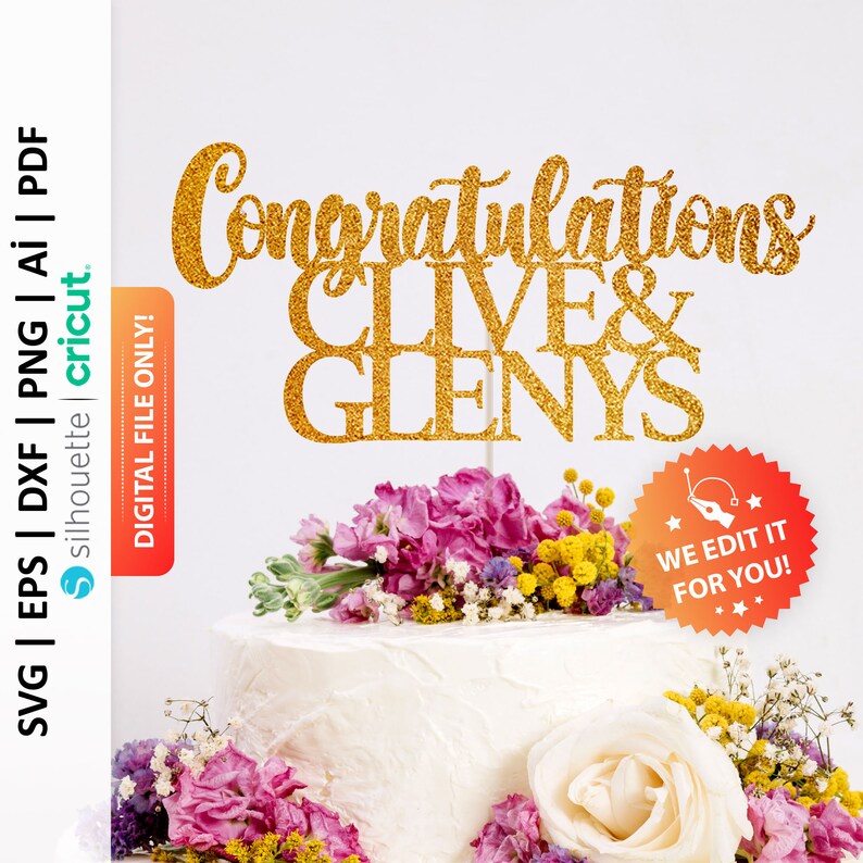 Congratulations Cake Topper Svg Celebrations Cake Topper - Etsy