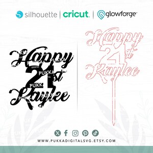 Personalized 21st Birthday Cake Topper Svg, Custom Twenty One Cake ...