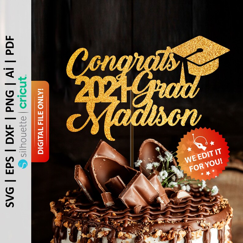 Personalized Graduation Cake Topper Svg Congrats Grad Custom | Etsy