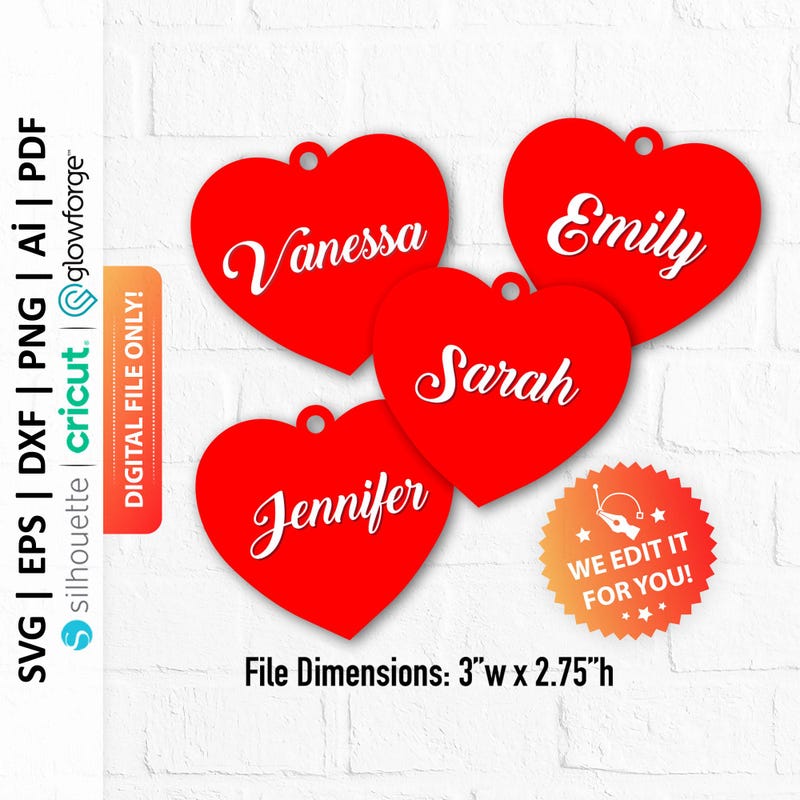 Heart Name Tag - Etsy