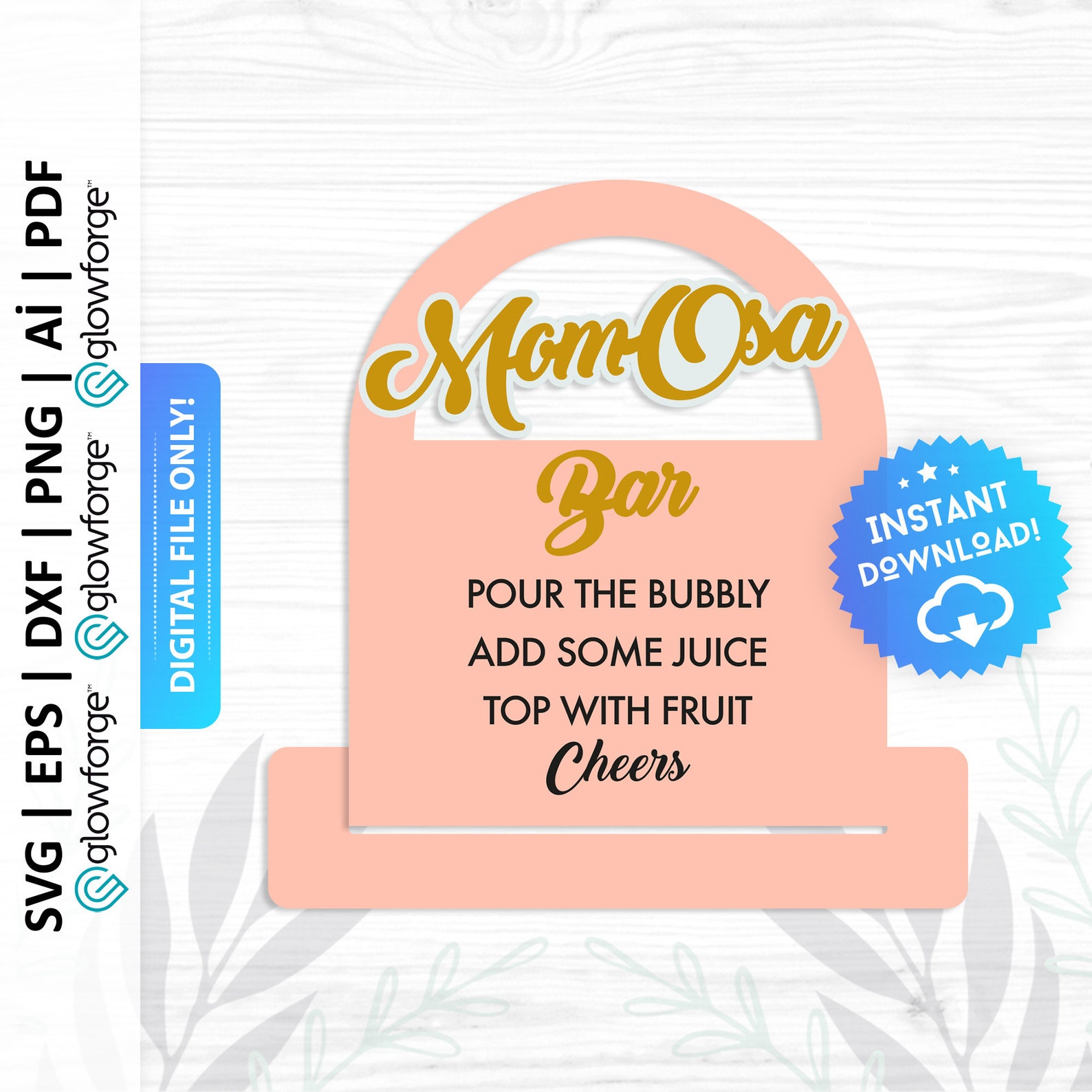 Mom-osa Bar Sign Svg Mimosa Bar Sign Svg File Mother's - Etsy