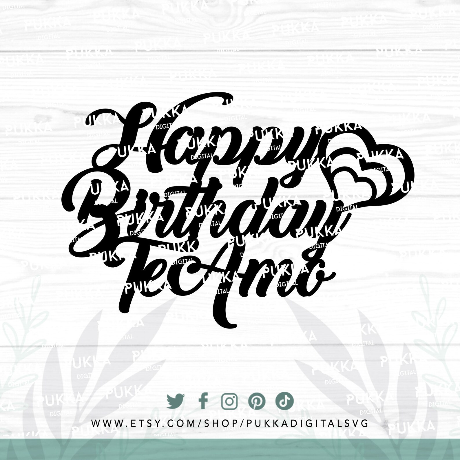 Happy Birthday Te Amo Cake Topper Svg Valentine Cake Topper | Etsy