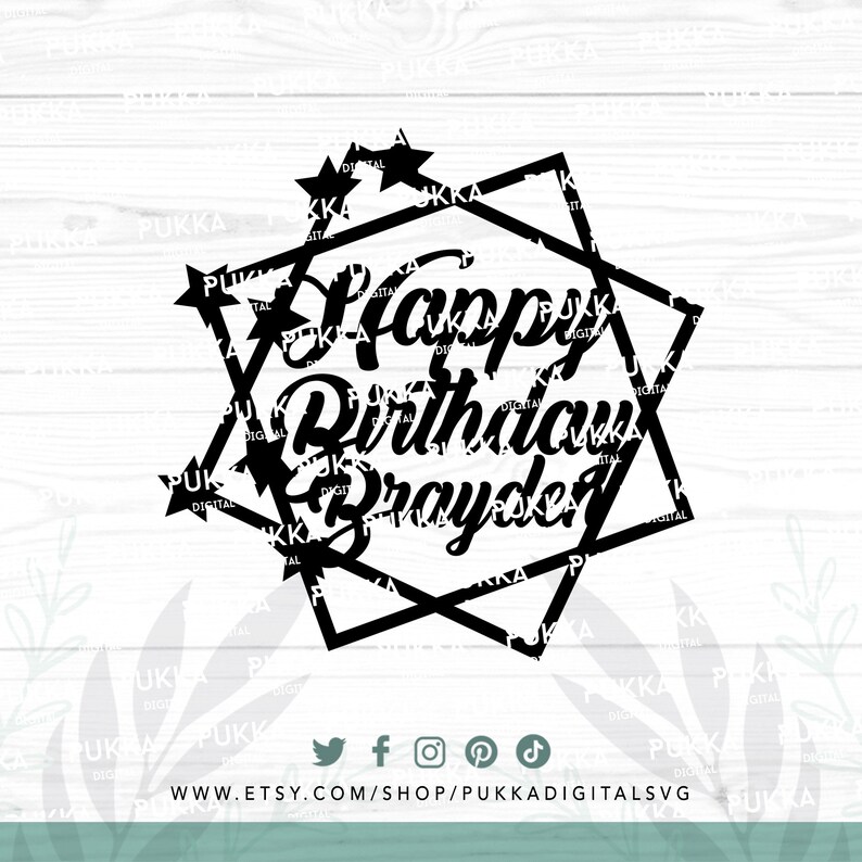 Personalized Cake Topper Star Svg Birthday Cake Square Decor - Etsy