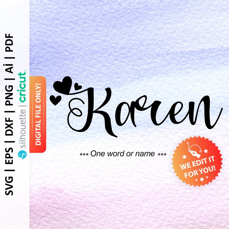 Custom Name Svg, Custom Word Svg, Custom Name Cut File, Custom Name ...