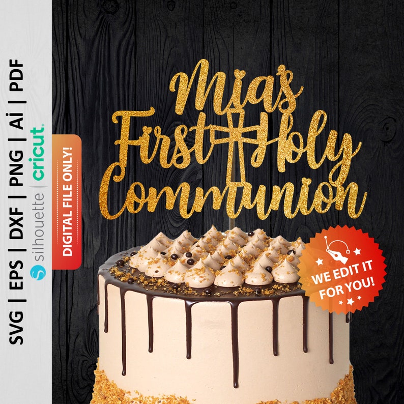 Personalized First Holy Communion Cake Topper Svg Custom Cake | Etsy