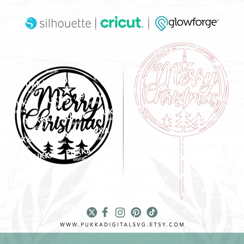 Merry Christmas Cake Topper Svg, Merry Xmas Cake Topper Png, Circle ...