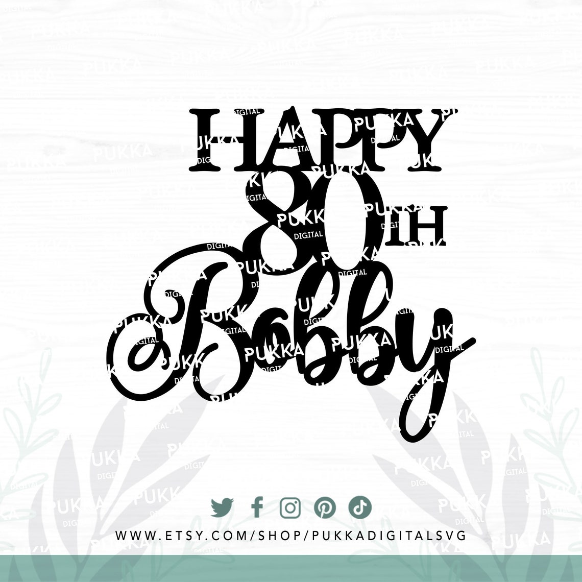 Happy 80th Birthday Cake Topper Svg Personalized Eightieth - Etsy