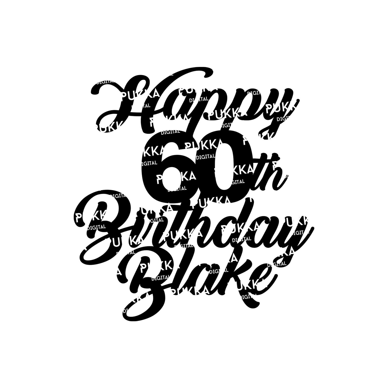 Happy 60th Birthday Personalized Cake Topper Svg Sixty Etsy