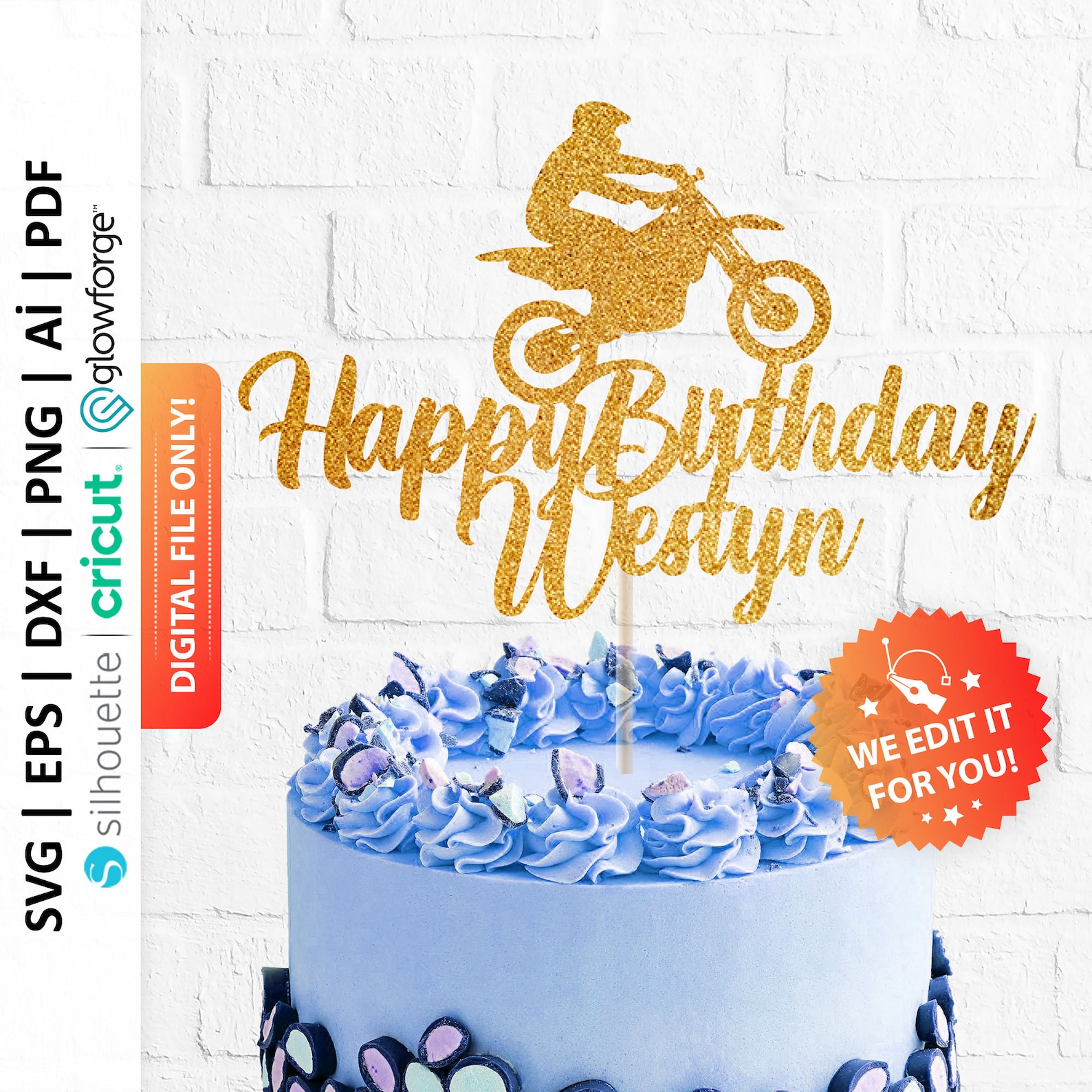 Personalized Motorcycle Cake Topper Svg, Moto Racer Cake Topper, Sport ...