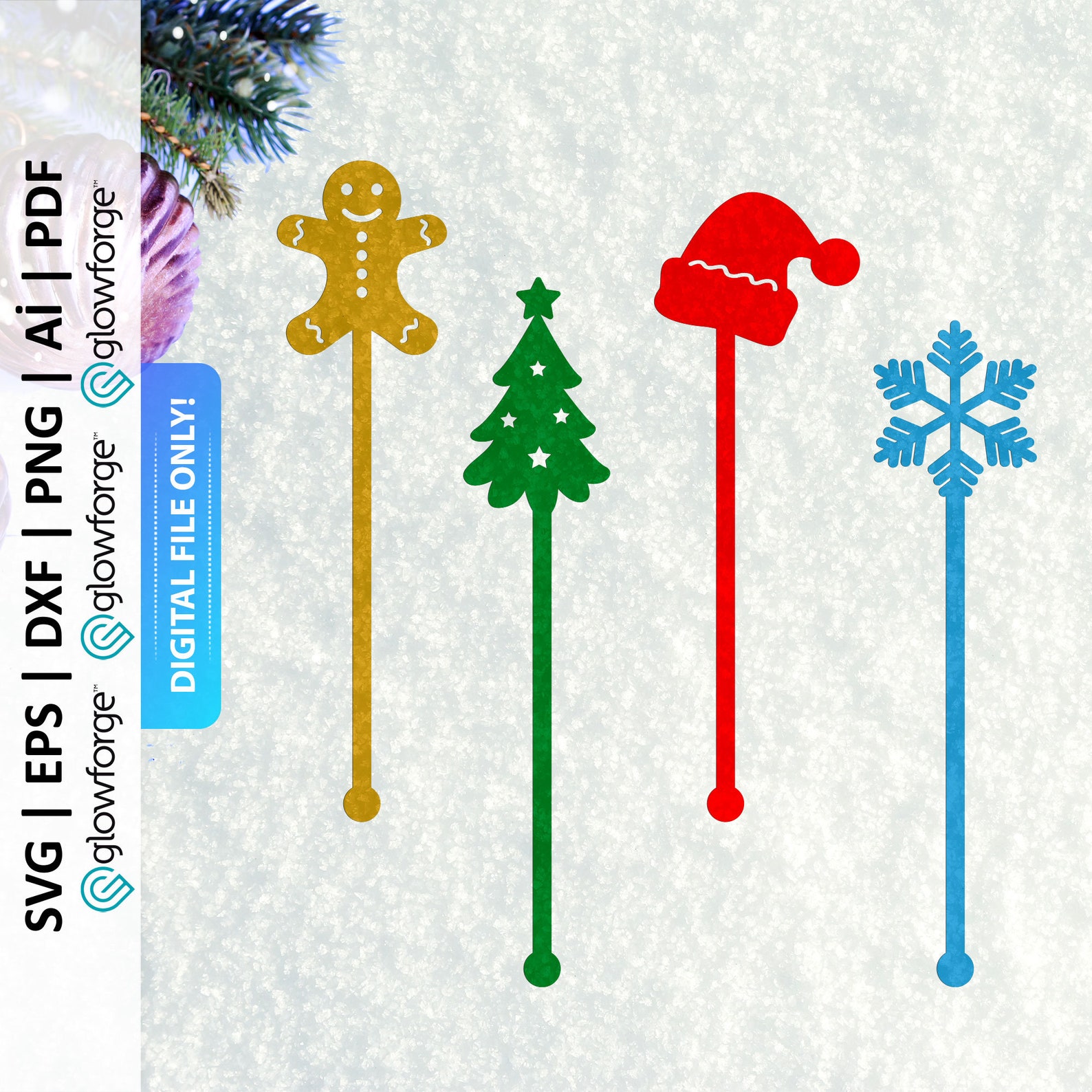 Christmas Drink Stirrers Svg, Holiday Stir Stick Svg, Swizzle Stick Svg ...