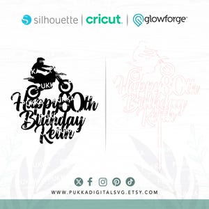 Custom Motocross Happy Birthday Cake Topper Svg, Motorbike Cake Topper ...