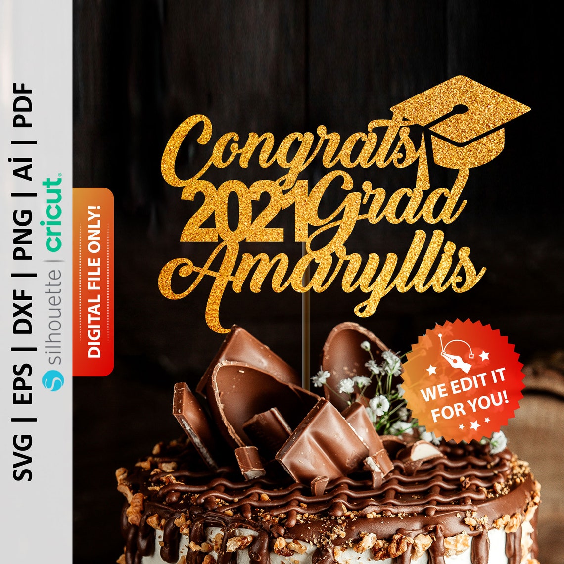 Personalized Graduation Cake Topper Svg Congrats Grad Custom | Etsy