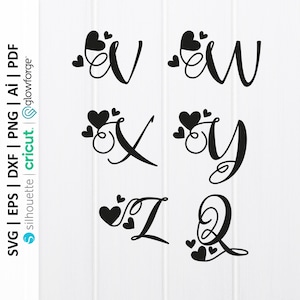 Monogram Alphabet Letters Svg File Heart Alphabet Svg - Etsy