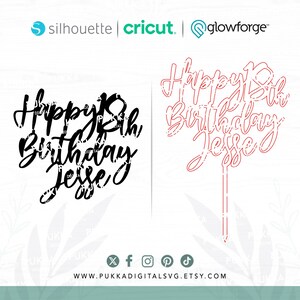 Custom Name / Age Cake Topper Svg, Happy Birthday Cake Topper Svg ...