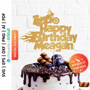 Motorcycle Cake Topper Svg, Personalized Biker Cake Topper Dxf ...