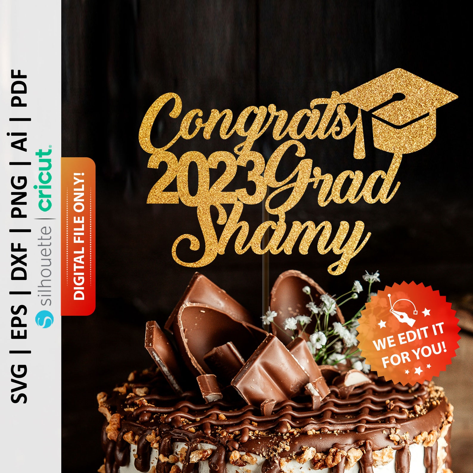 Personalized Graduation Cake Topper Svg Congrats Grad Custom - Etsy