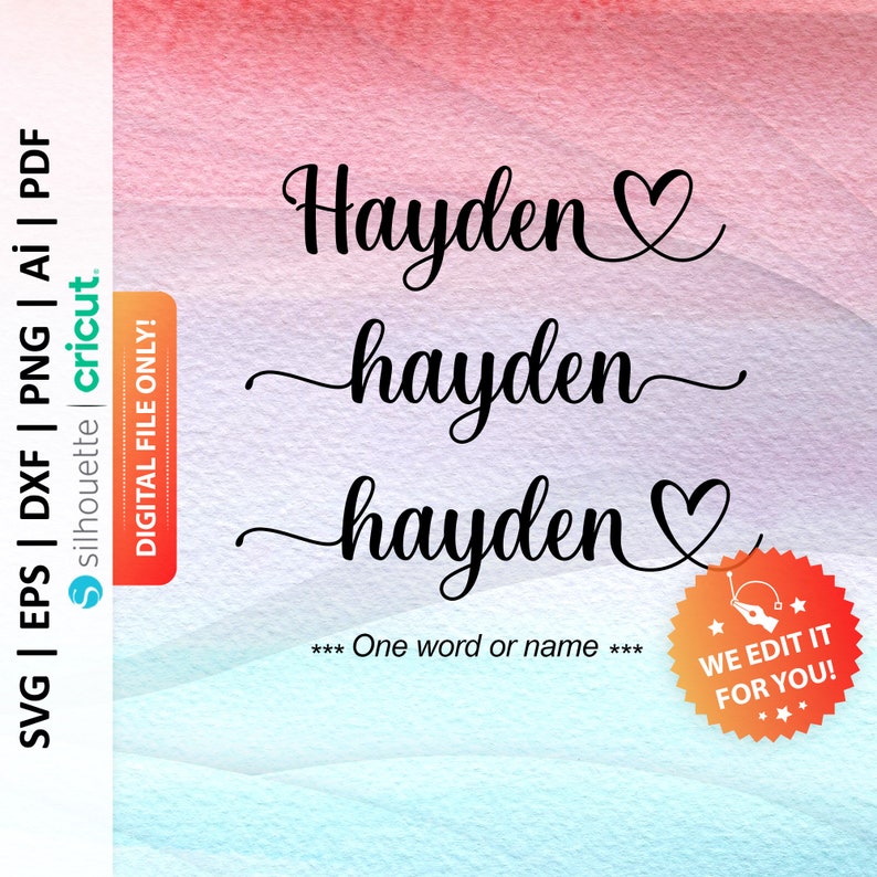 Custom Name Png Custom Word Svg Custom Name Cut File Custom - Etsy