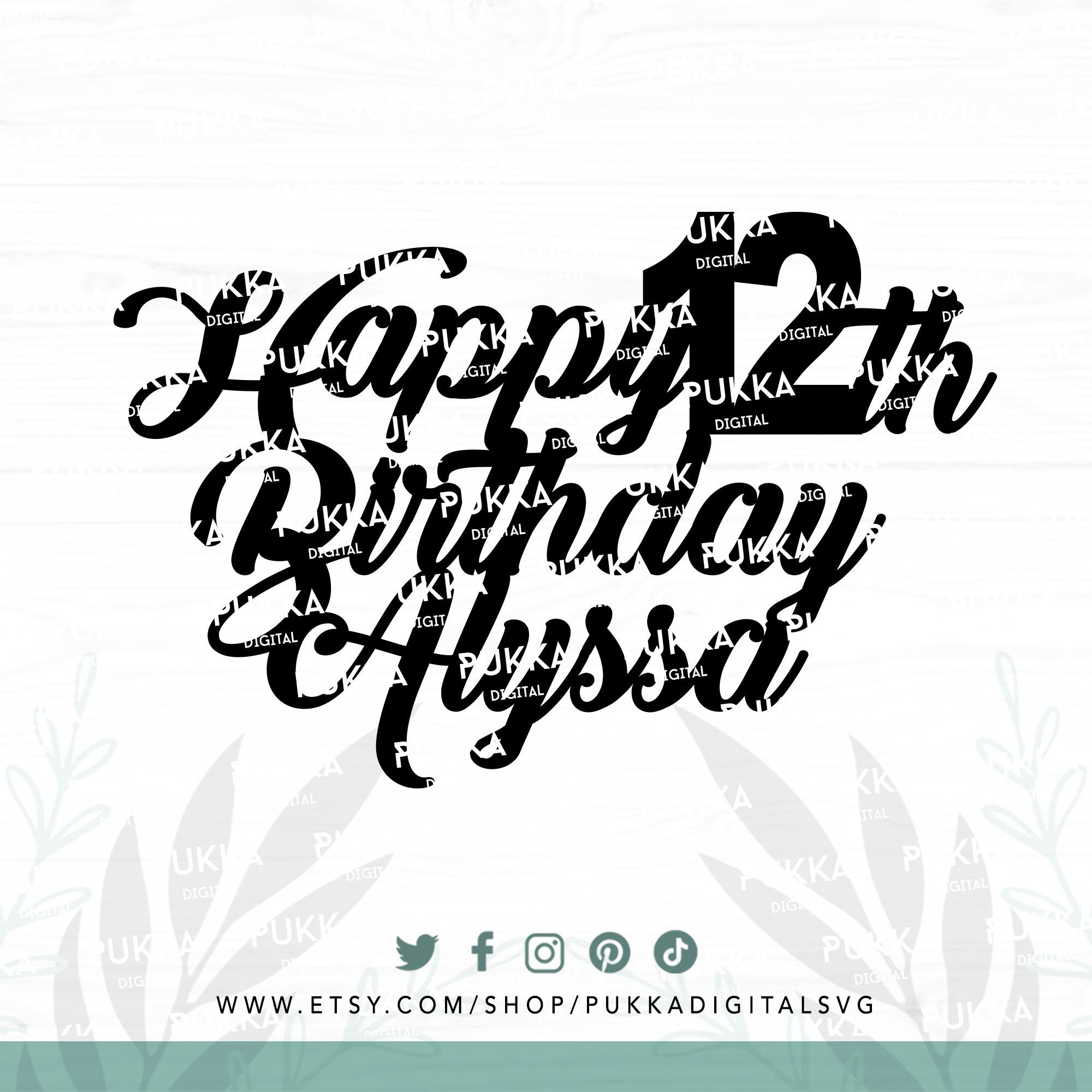 Happy 12th Birthday Cake Topper Svg Custom 12th Birthday Cake - Etsy ...