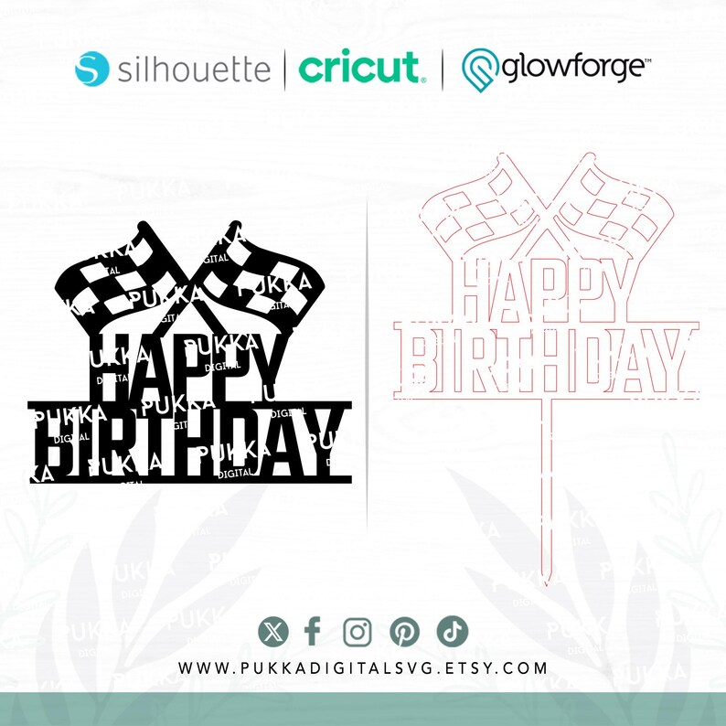 Race Flag Birthday Cake Topper SVG, Racing Theme (digital Download ...