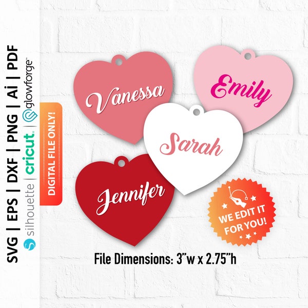 Heart Name Tag - Etsy