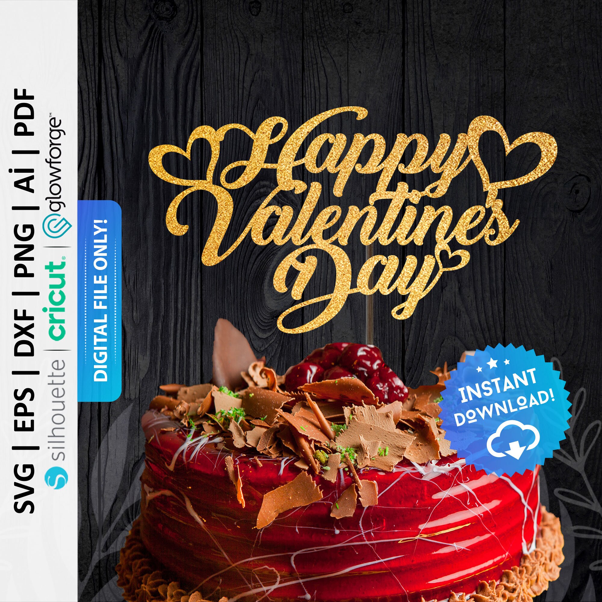 Happy Valentines Day Cake Topper Svg Valentine Svg - Etsy