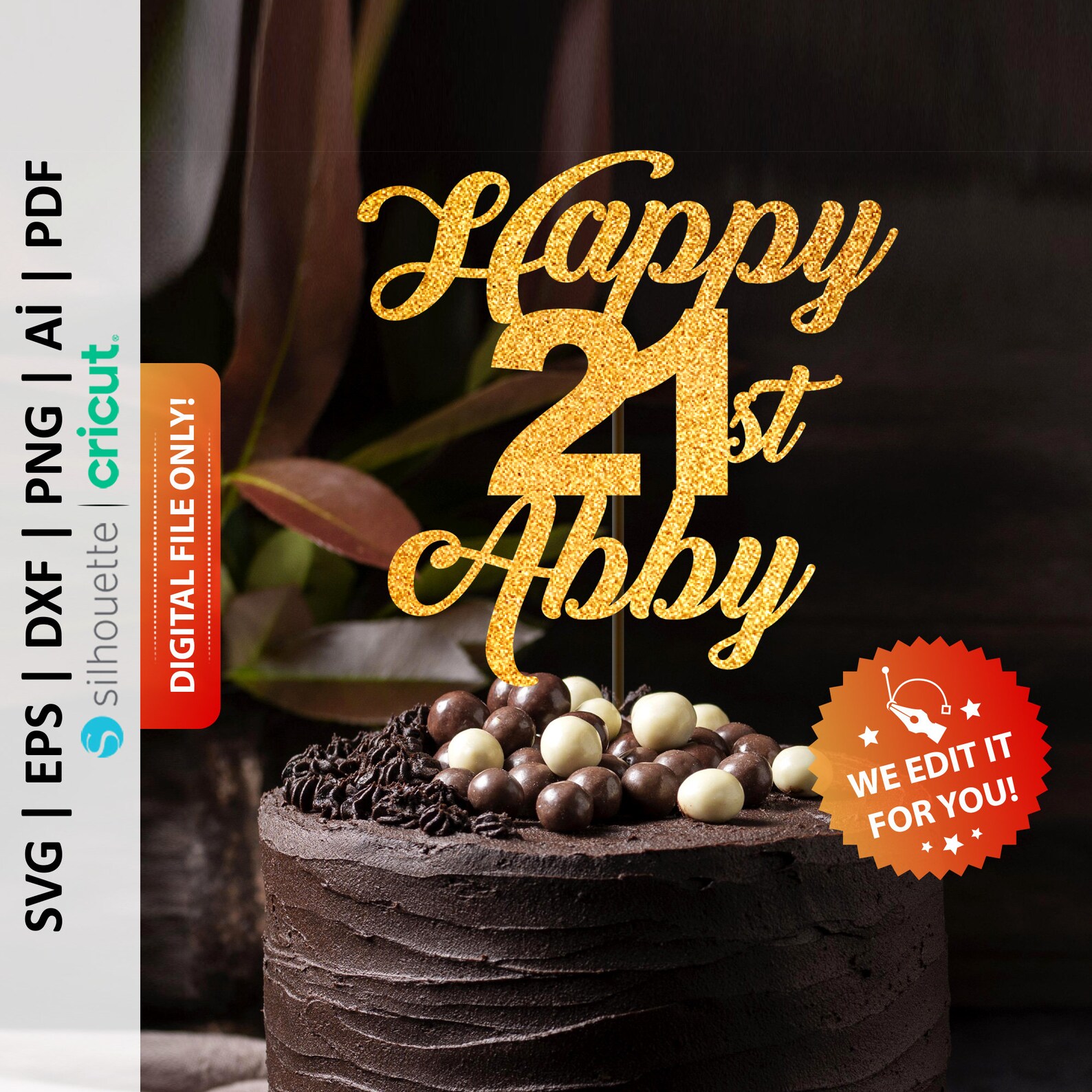 Personalized 21st Birthday Cake Topper Svg Custom Twenty One - Etsy