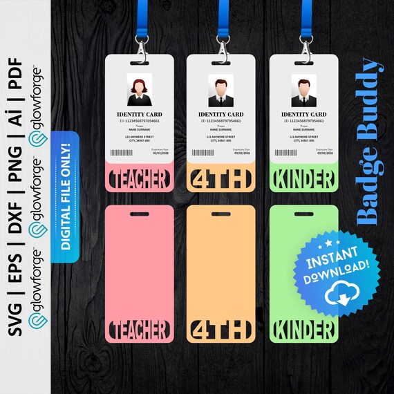 Vertical Badge Buddy Svg Badge Tag Laser Cut File Teacher - Etsy