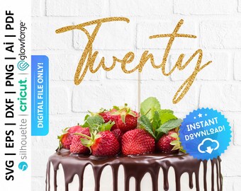 Twentieth Birthday Cake Topper: Glitter Twenty Party Decor - Etsy