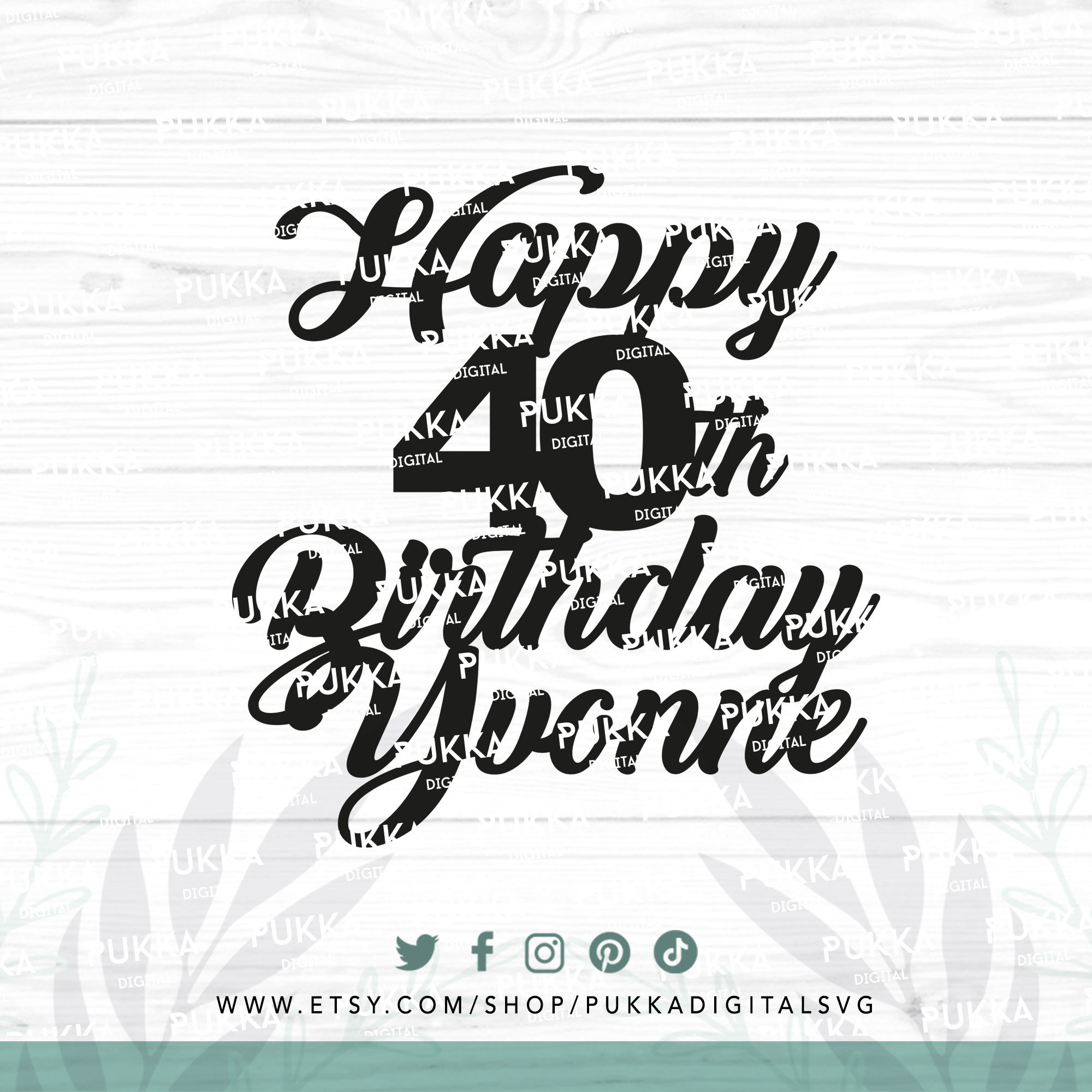 Happy 40th Birthday Personalized Cake Topper Svg Fourty | Etsy