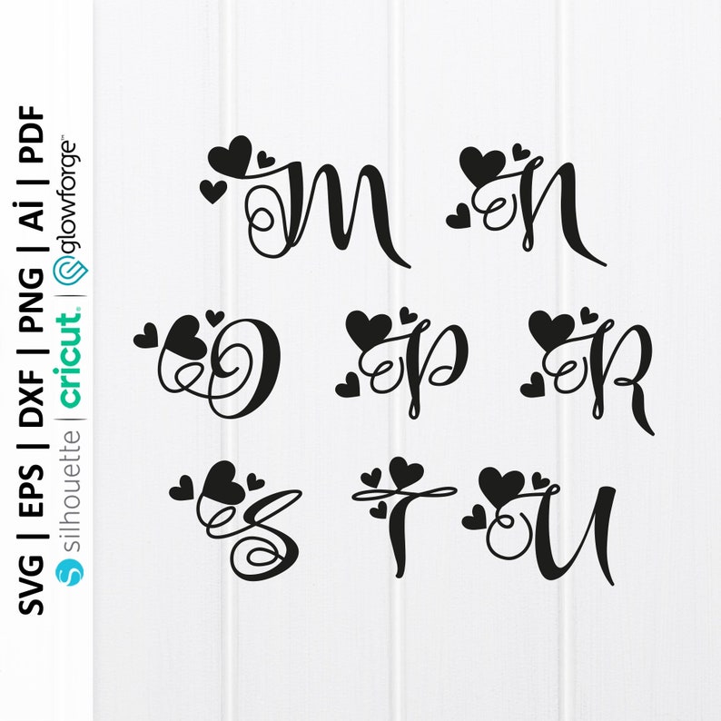 Monogram Alphabet Letters Svg File Heart Alphabet Svg - Etsy