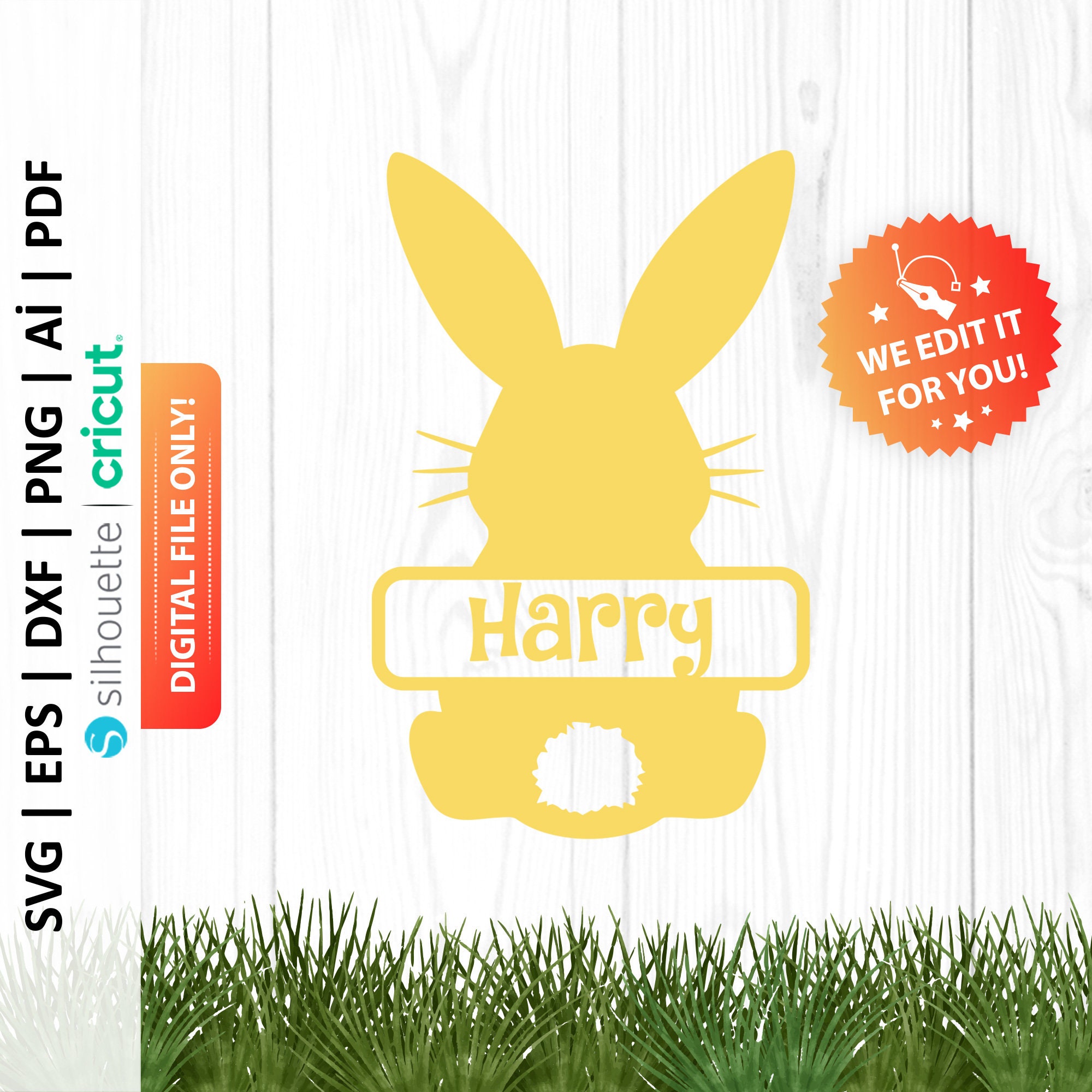 Easter Bunny Custom Name Svg Personalized Easter Monogram | Etsy