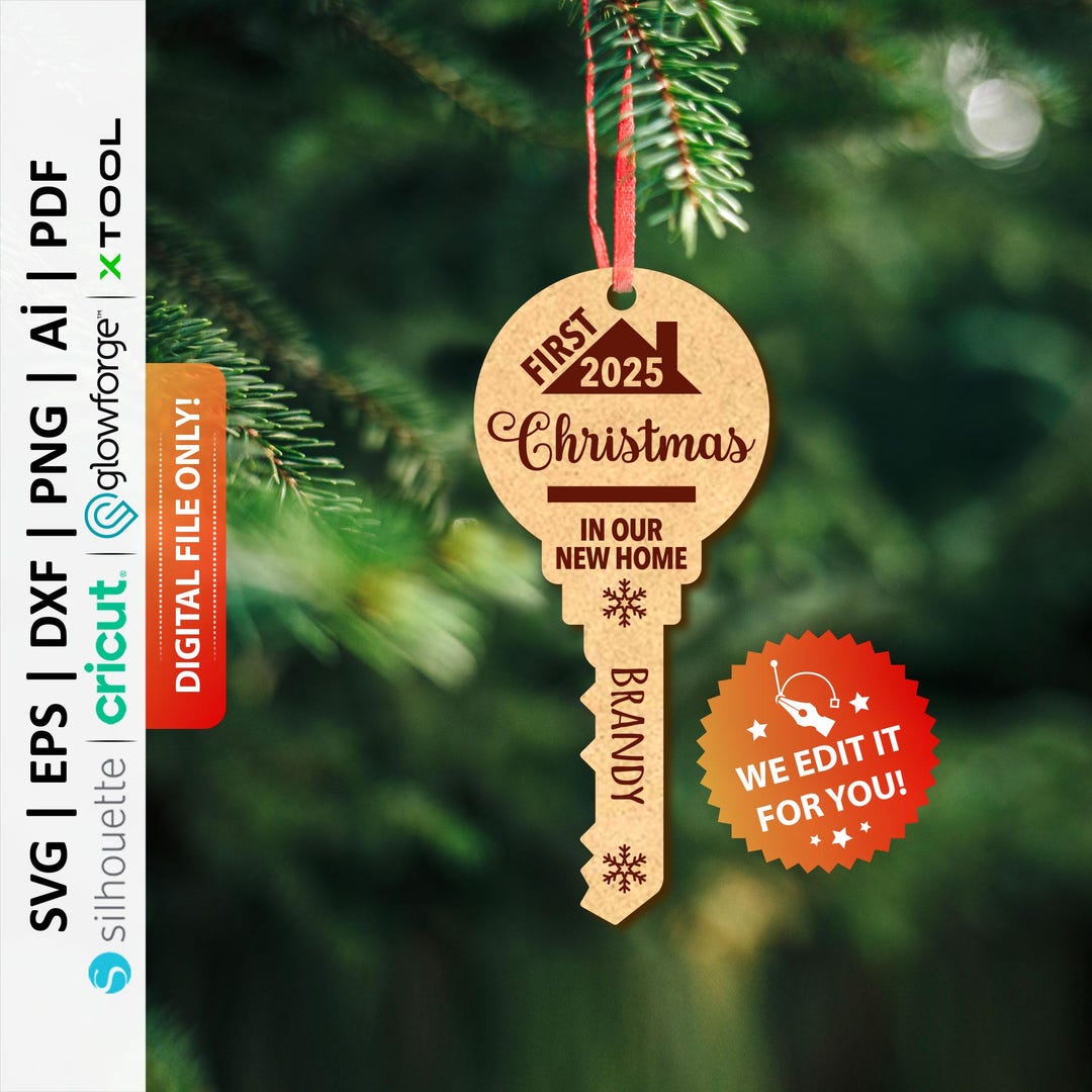 Personalized Christmas Key Ornament 2025 Svg, First Christmas in Our ...