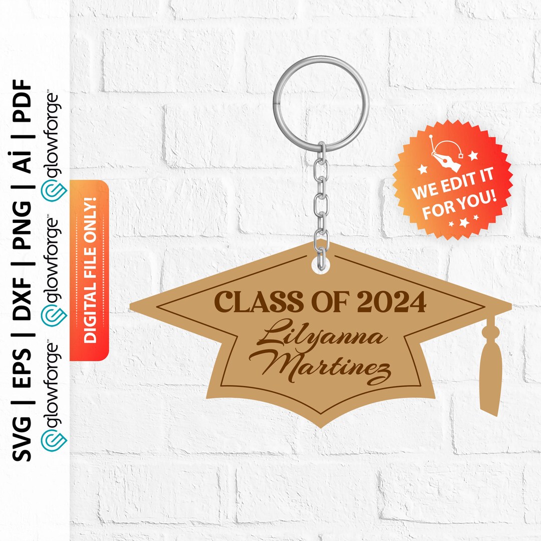 Class of 2026 Keychain Svg, Personalized Custom Name Cap Keychain Svg ...