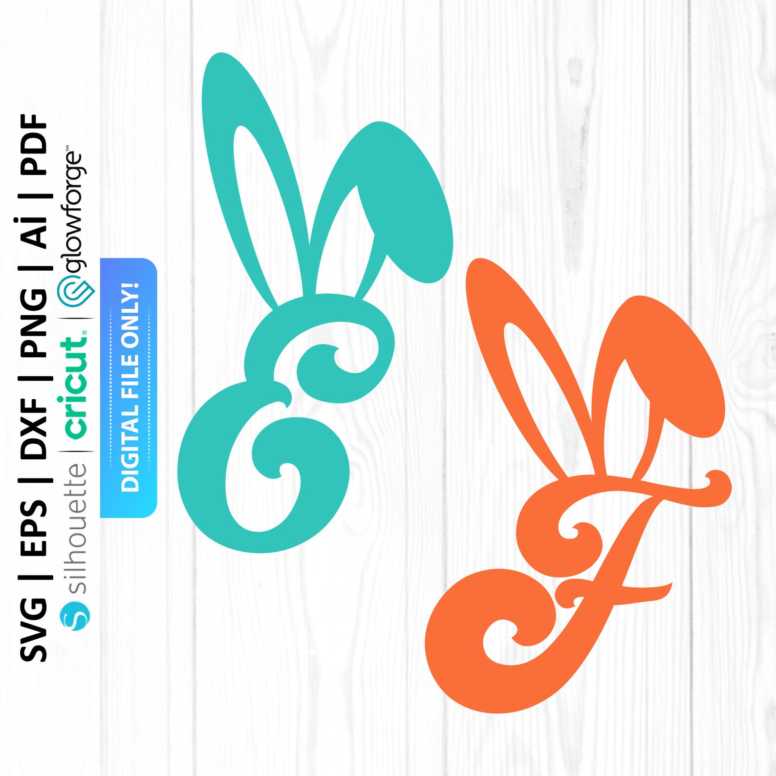 Easter Monogram Alphabet Letters Svg Bunny Ears Alphabet Svg - Etsy