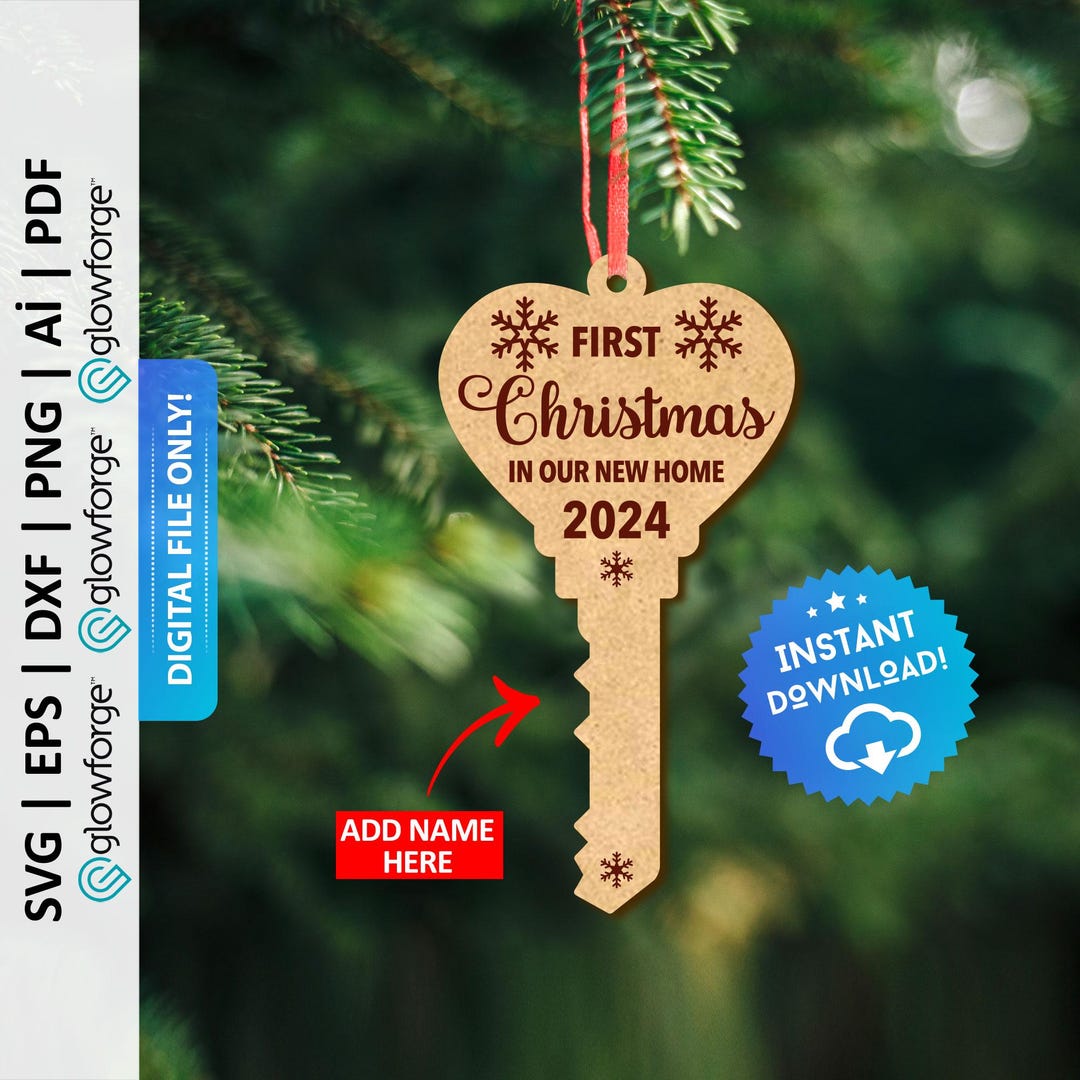 New Home Key Ornament Svg, First Christmas in Our New Home Svg ...