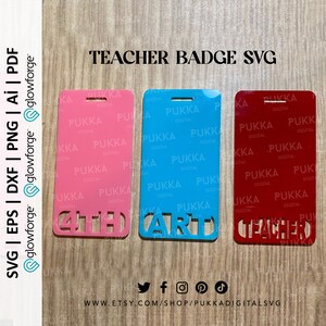 Vertical Badge Buddy Svg, Badge Tag Laser Cut File, Teacher Badge Svg ...