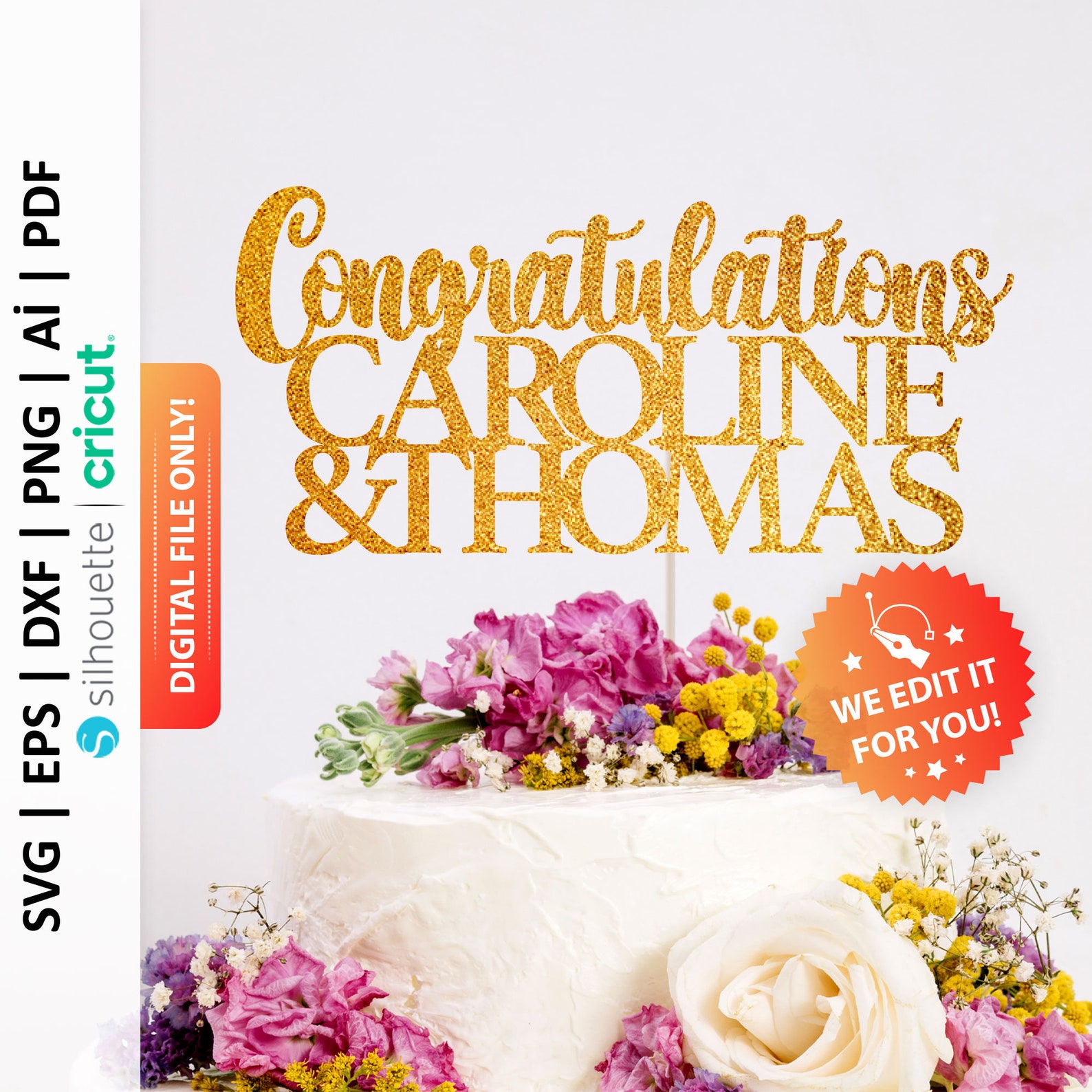 Congratulations Cake Topper Svg Celebrations Cake Topper - Etsy