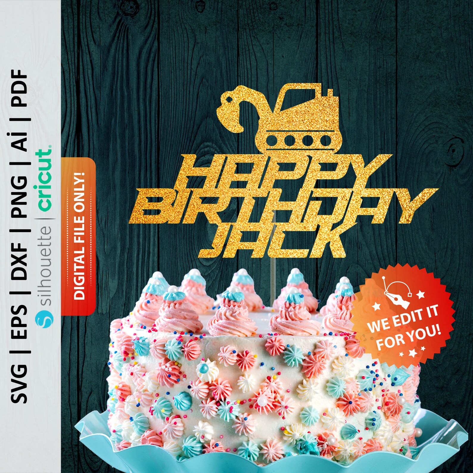 Custom Cake Topper Svg Digger Theme Cake Topper Svg Digger - Etsy