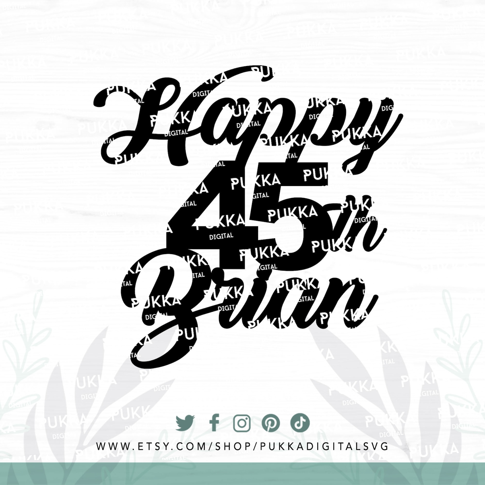 Custom Happy 45th Birthday Cake Topper Svg, Forty Fifth Birthday Cake ...