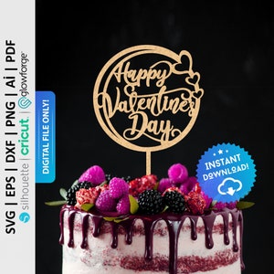 Happy Valentine's Day Cake Topper Svg, Valentines Day Cake Topper Png ...