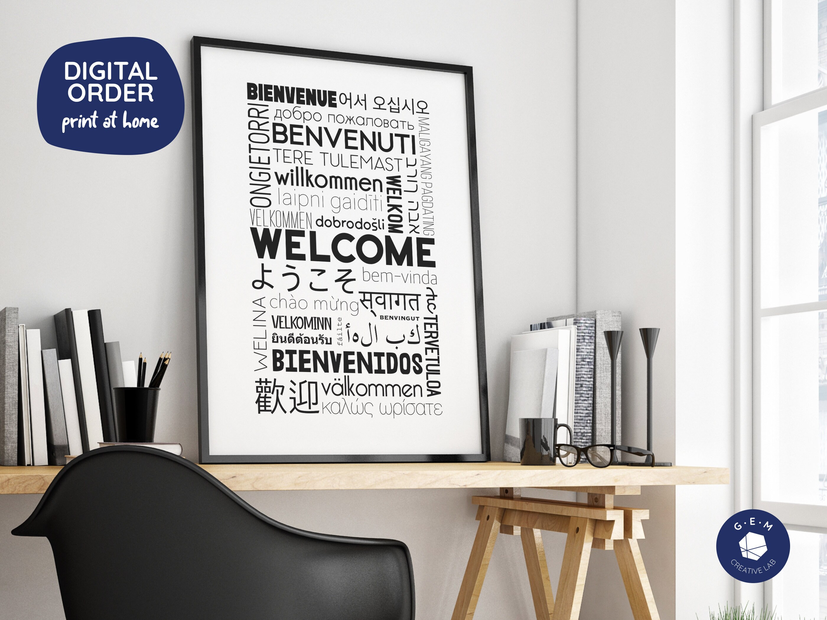 Welcome in Different Languages Printable Poster Black - Etsy Canada
