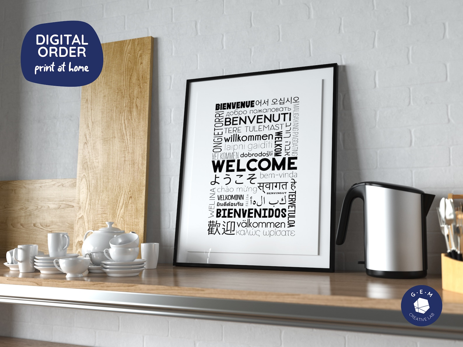 Welcome in Different Languages Printable Poster - Black - Digital ...