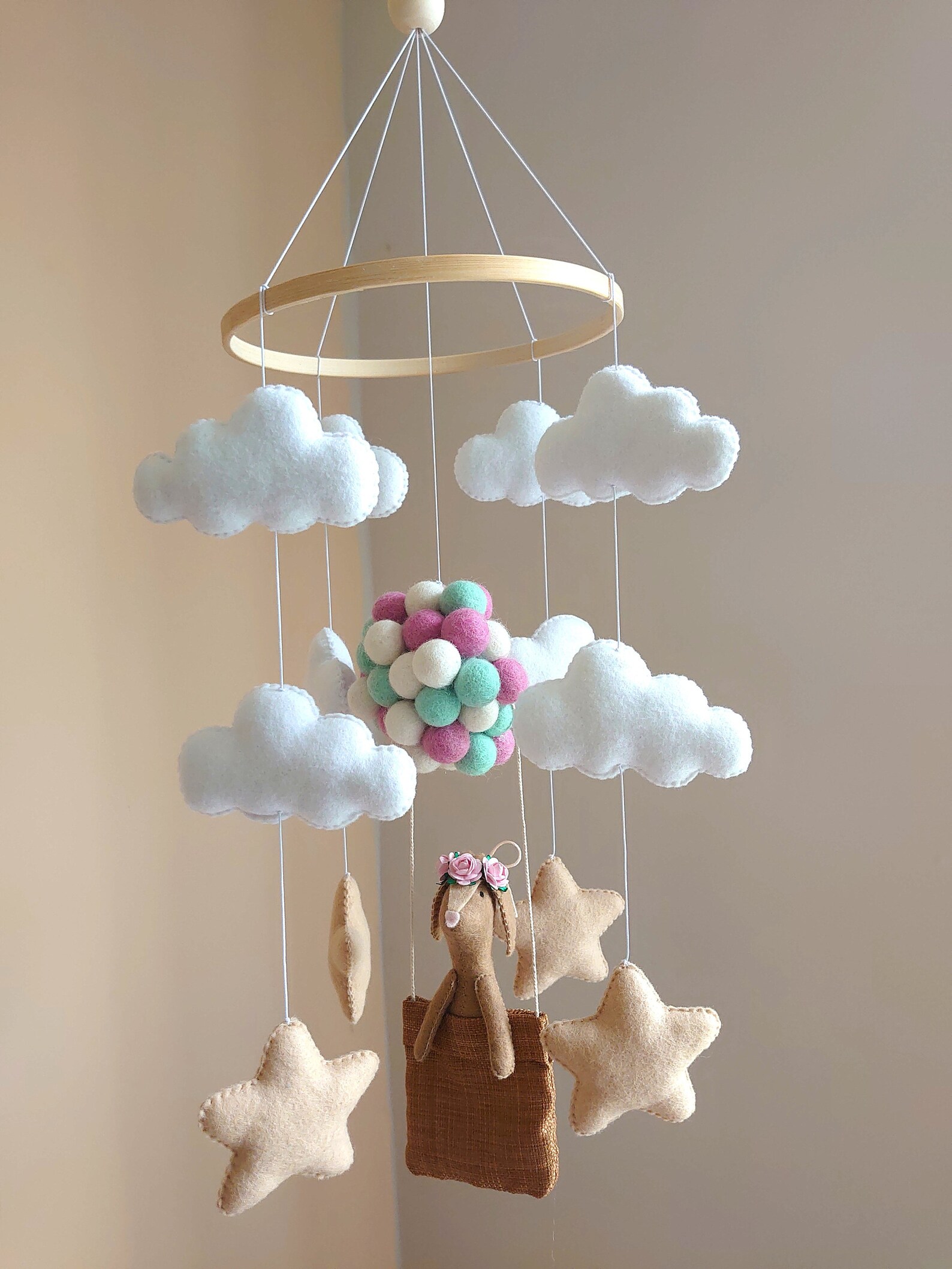 Hot Air Balloon Cot Mobile Bunny Rabbit Crib Mobile Cot - Etsy