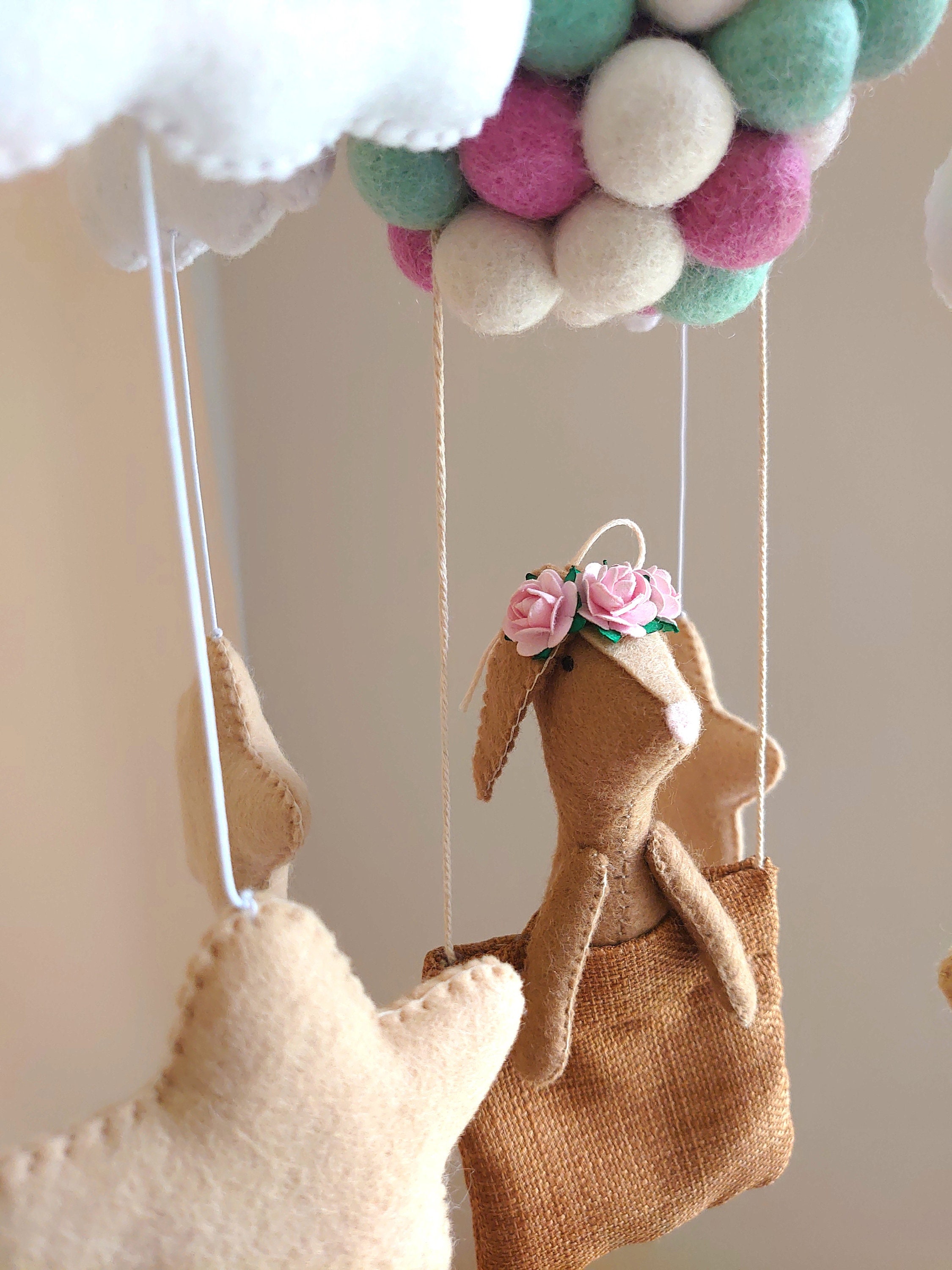 Hot air balloon Cot Mobile Bunny Rabbit Crib mobile Cot | Etsy