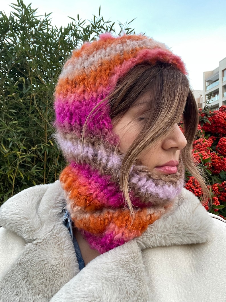 Balaclava Knit Knit Hat Knit Hood Winter Hat Face Mask - Etsy