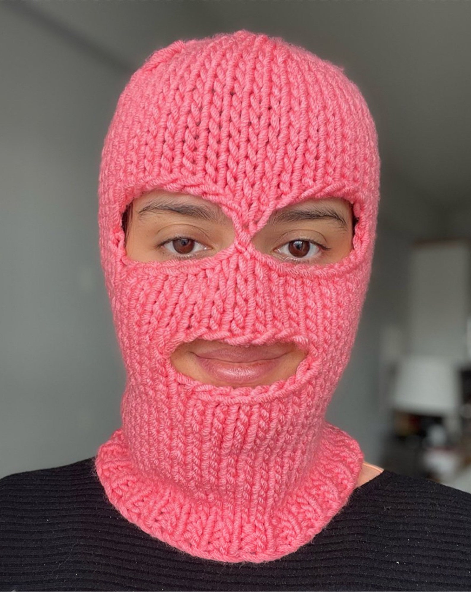 Pink Balaclava 3 Hole Ski Mask Knitted Balaclava Winter - Etsy