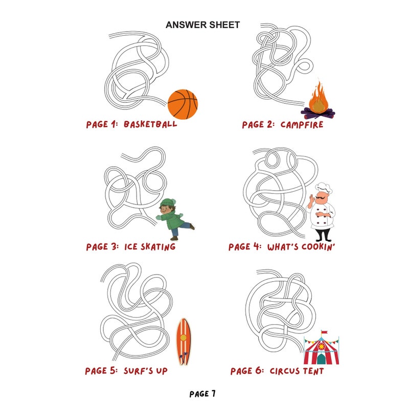 Six Printable Kids Maze Pages • Mazes for Kids Ages 4-8 • Preschool ...