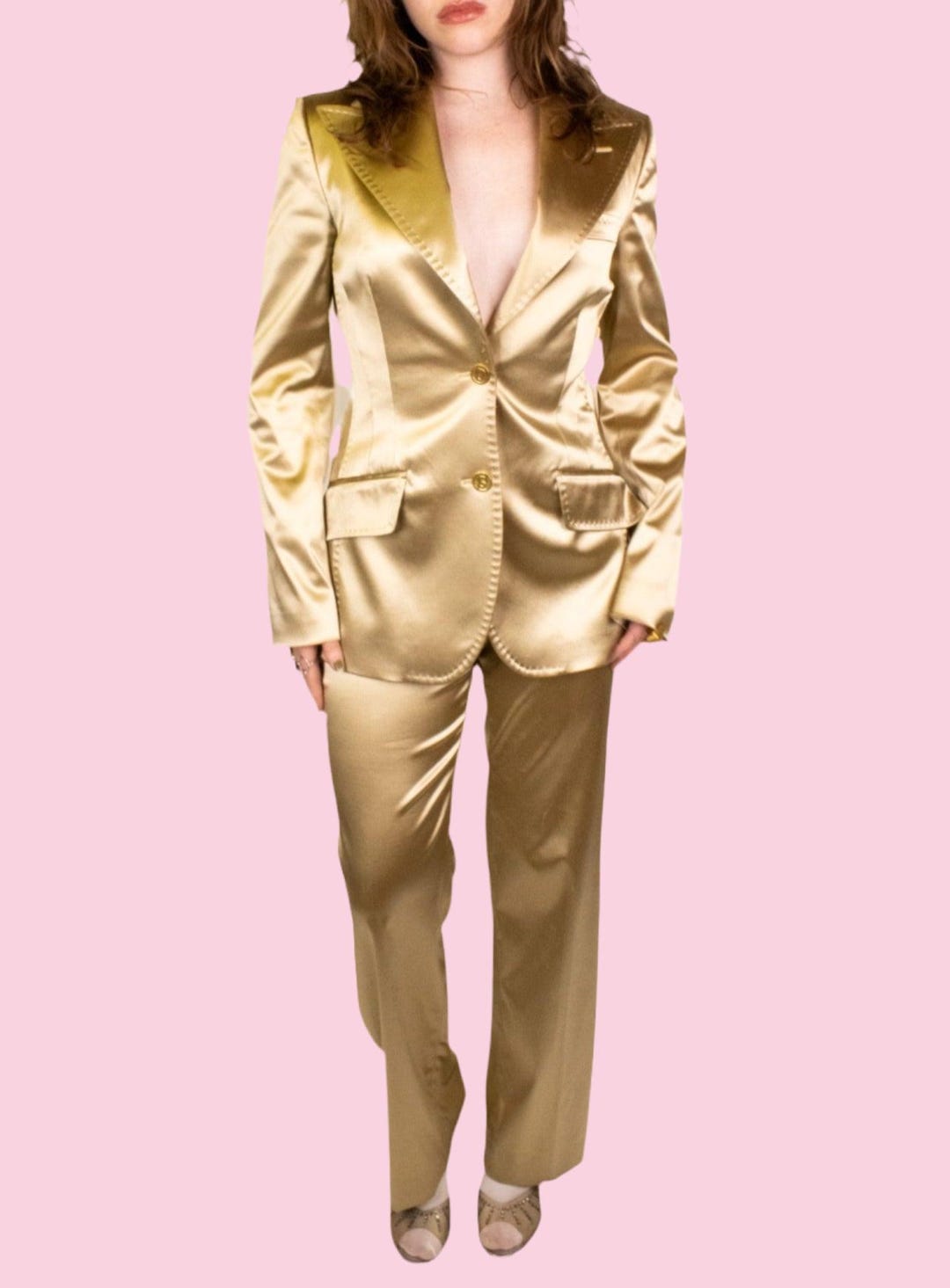 Dolce & Gabbana, Gold Pant Suit Y2k - Etsy