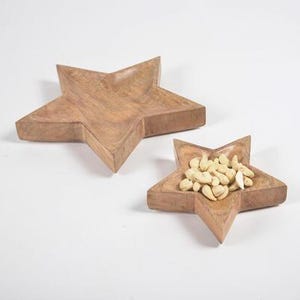 Star-shaped Mango Wood Snack Trays set of 2 - Etsy